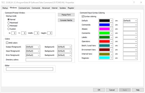 Take Command Tcc Command Input Syntax Colors