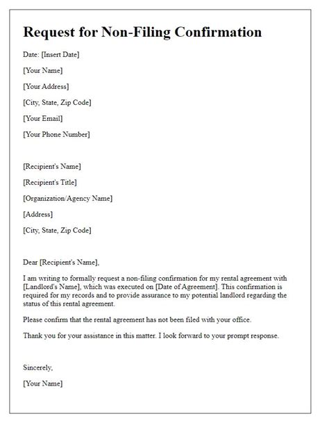 Letter Template For Request For Non Filing Confirmation Free Samples In Pdf Letterin