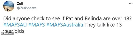 MAFS Fans Say Patrick And Belinda Act Like Teenagers About Sex Daily Mail Online