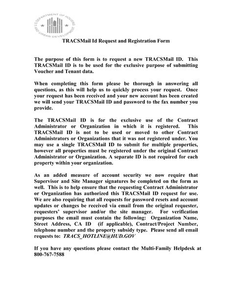 Tracsmail Id Request And Registration Form