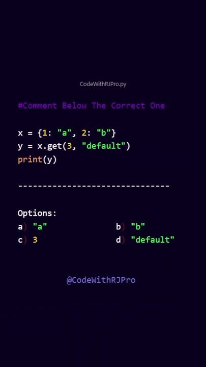 Python Coding Challenge Dictionary Default Value Codewithrjpro