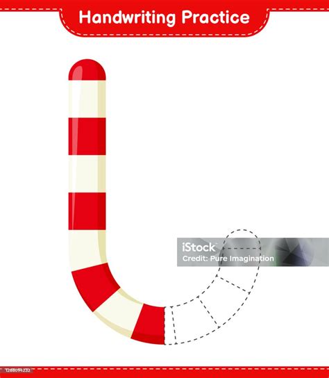 필기 연습 사탕 지팡이의 라인을 추적 교육 어린이 게임 인쇄 워크 시트 벡터 일러스트레이션 0명에 대한 스톡 벡터 아트 및 기타