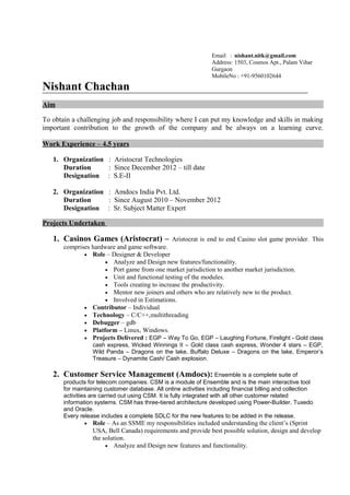 Nishant Resume Pdf