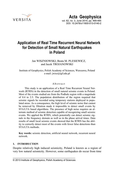 Pdf Application Of Real Time Recurrent Neural Network For Detection Of Small Natural