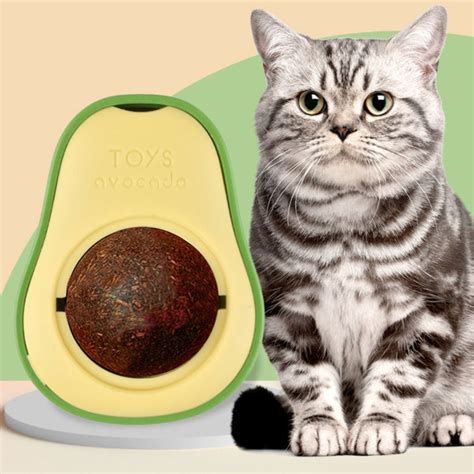 Avocado Catnip Wall Toys Catnip Ball Toys Simulation Avocado Shape Rotating Detachable Design