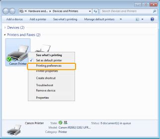 Configuring The Default Print Settings