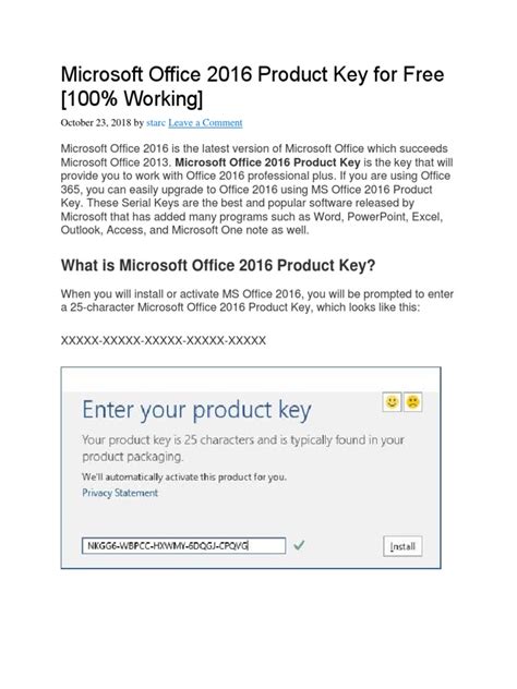 Microsoft Office 2016 Product Key For Free Pdf
