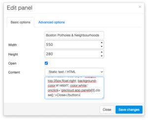 How To Add A Close Button To Your Panels GIS Cloud Learning Center