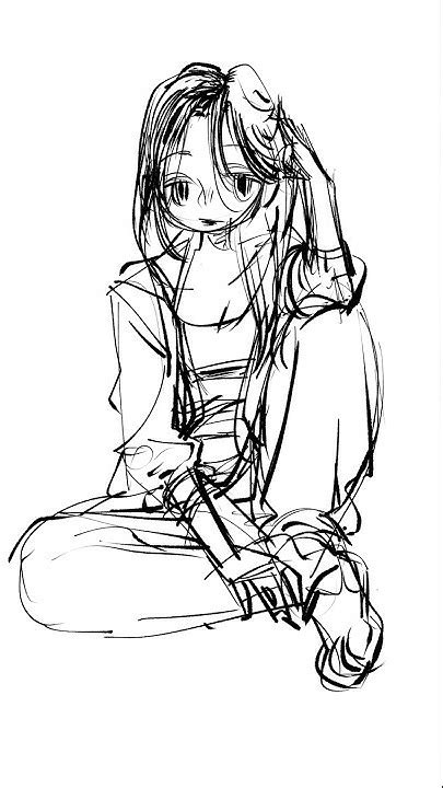 한쪽 무릎을 세우고 앉아있는 여자아이를 그려봅니다 Youtube