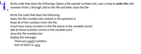 Solved Write Code That Does The Following Opens A File