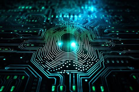 Fingerprint Integrated In A Printed Circuit Releasing Binary Codes Biometric Security Stock