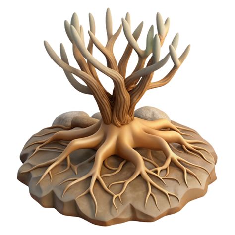 Beautiful Classic Tree Roots Grounded Earth Tones Cutout Original