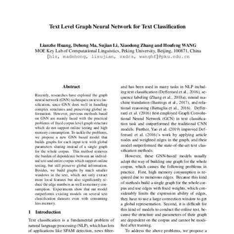 Text Level Graph Neural Network For Text Classification Acl Anthology