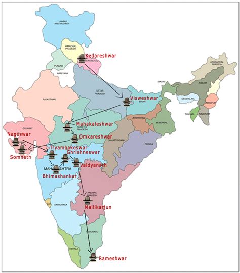 12 Jyotirling Lord Shiva Map Artofit