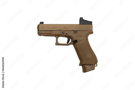 Baltic States January 2023 Glock 19x Pistol With Shield Red Dot Sight Isolated On White