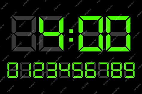 Premium Vector Light Green Digital Led Numbers Digital Clock Number