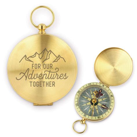 Custom Engraved Gold Metal Compass T Adventures Together