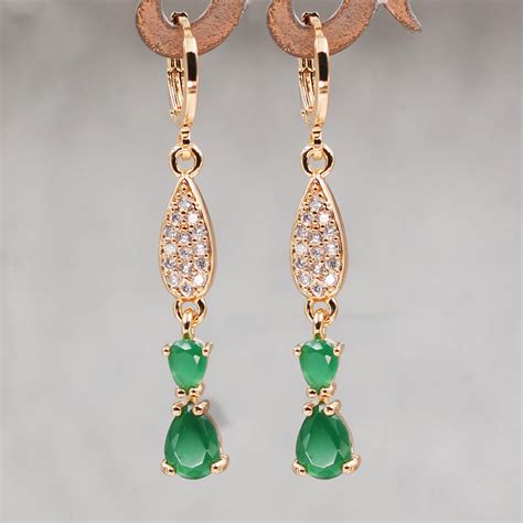 Роскошные серьги в богемском стиле для женщин капли воды серьги с зеленым камнем модные