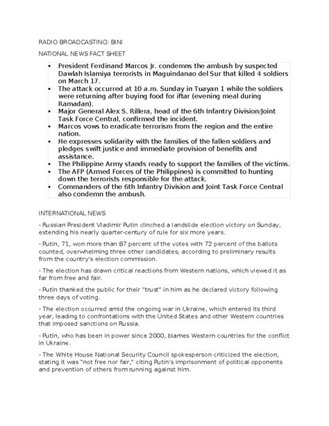 National News Fact Sheet Key Updates On Local International And Sports