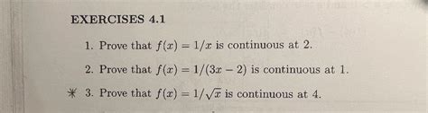 Solved 1 Prove That Fx1x Is Continuous At 2 2 Prove