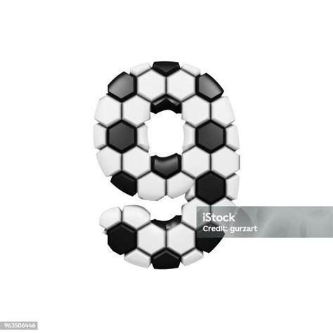 알파벳 번호 9입니다 축구는 축구 텍스처의 만든 폰트입니다 3d 렌더링에 고립 된 흰색 배경 가죽에 대한 스톡 사진 및 기타 이미지 Istock
