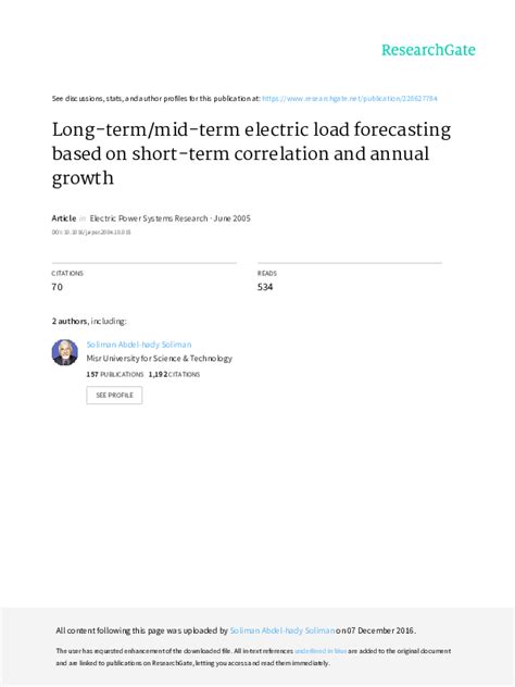 Pdf Long Termmid Term Electric Load Forecasting Based On Short Term Correlation And Annual Growth