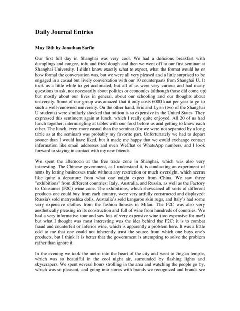 5 Daily Journal Entry Templates Pdf