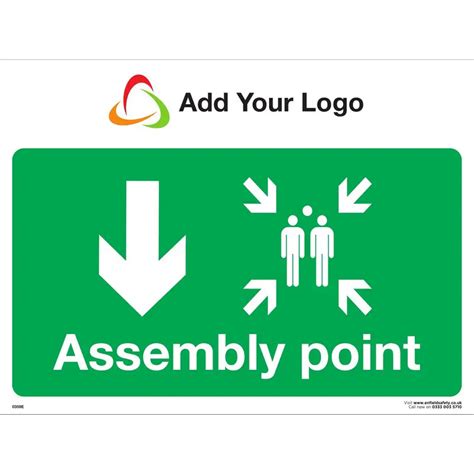 Assembly Point Down Arrow Safety Signs Add Your Logo Signs