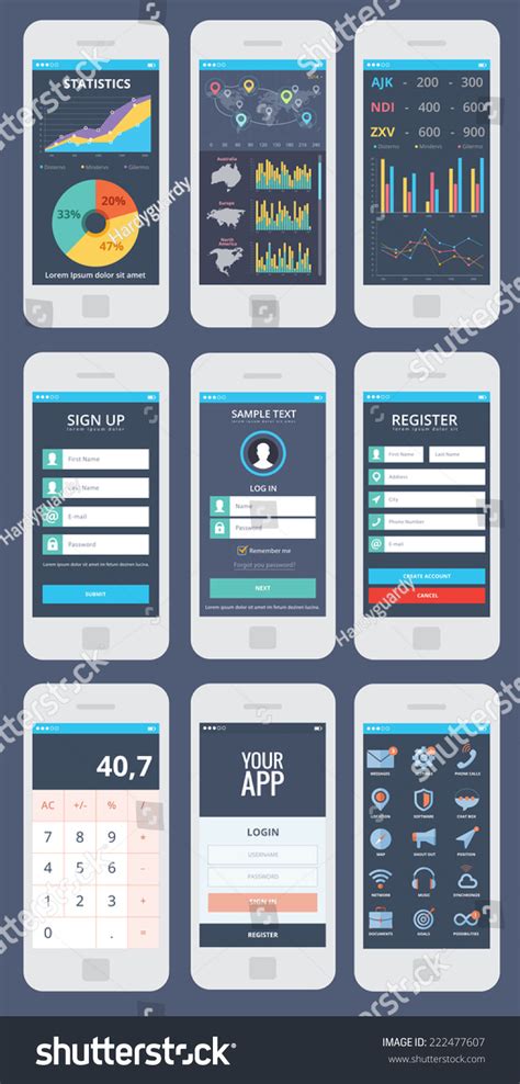 Wireframe Mobile App Ui Kit Stock Vector Royalty Free Shutterstock