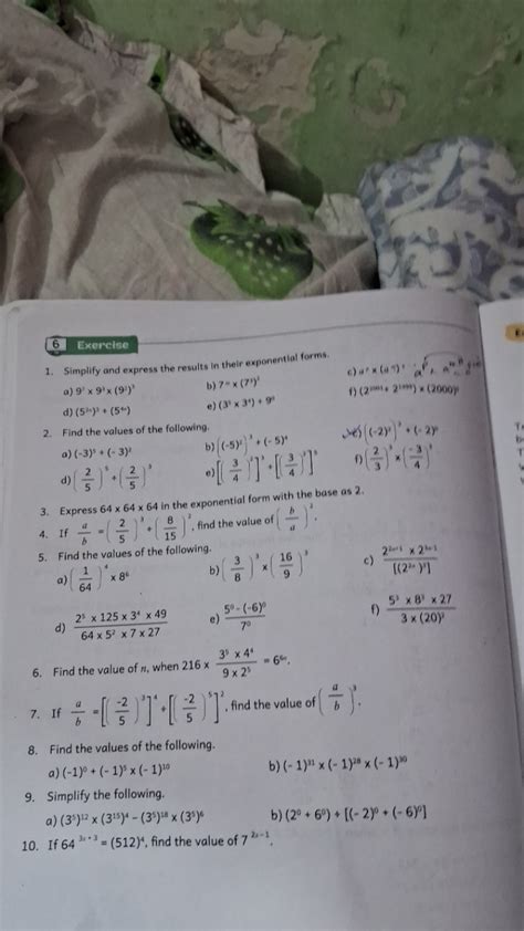 Exercise Simplify And Express The Results In Their Exponential Forms