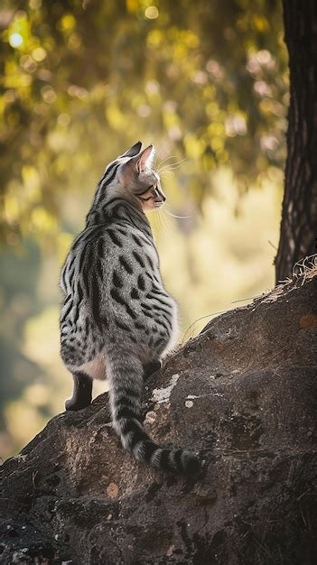 Premium Photo Realistic American Bobtail Cat On Ravishing Natural