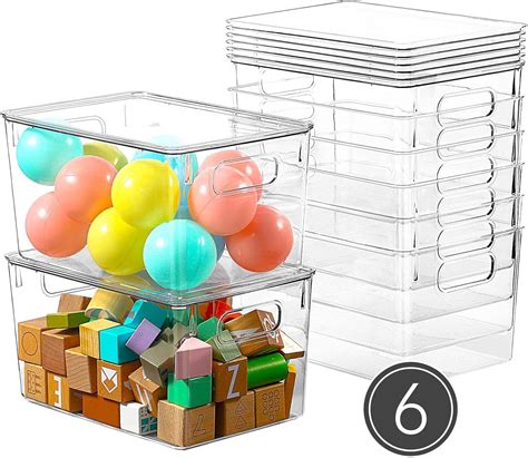 6 Pack Clear Storage Bins With Lids 7 Quart Stackable Storage Boxes