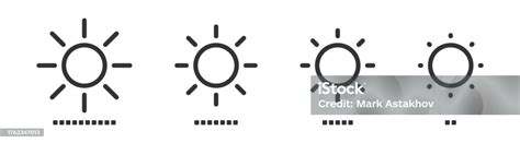 밝기 대비 아이콘 집합입니다 밝은 강도 밝기 제어 벡터 일러스트 레이 션 개체 그룹에 대한 스톡 벡터 아트 및 기타 이미지