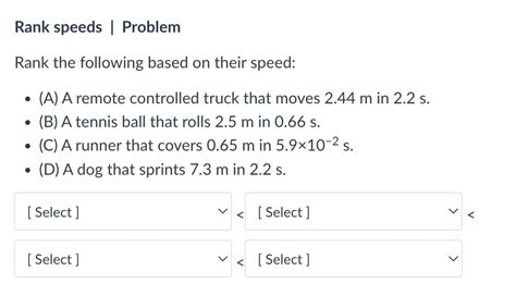 Solved Rank Speeds Problem Rank The Following Based On Chegg Com