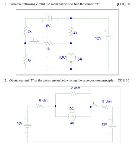 Solved 1 From The Following Circuit Use Mesh Analysis To