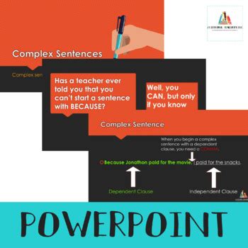 Complex Sentences PowerPoint And Worksheet By 2 Lifelong Teachers LLC