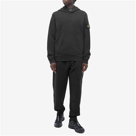 Stone Island Snap Neck Popover Hoodie Black End Us