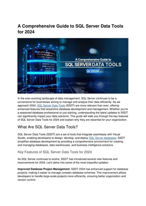 Ppt A Comprehensive Guide To Sql Server Data Tools For 2024 Powerpoint Presentation Id13562342