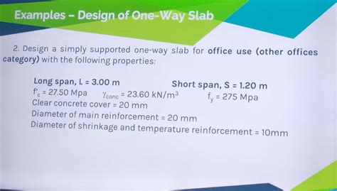 Examples Design Of One Way Slab 2 Design A StudyX