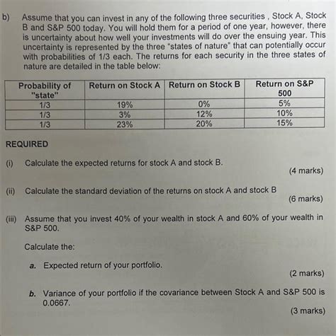 solved b assume that you can invest in any of the following