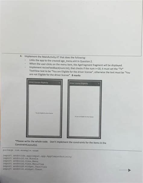 Solved 4 Implement The Mainactivitykt That Does The