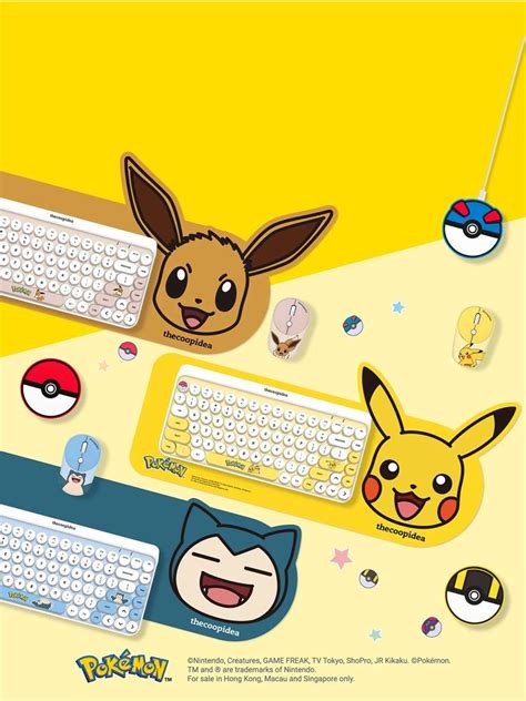 Pokémon Tappy Wireless Keyboard And Mouse Set Snorlax Pikachu Eevee