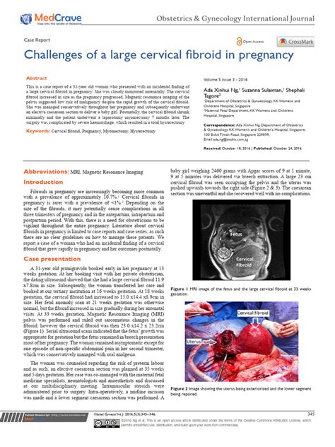 Challenges Of A Large Cervical Fibroid In Pregnancy Pdf Obstetrics Pregnancy