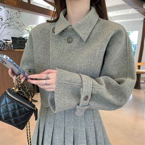 조이얼랏 투피스세트 아방 랩 크롭 숏 봄 가을 겨울 코트 자켓 플리츠 미니 스커트 치마 230254 77