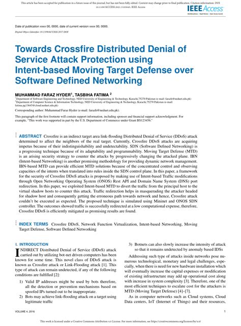 Pdf Towards Crossfire Distributed Denial Of Service Attack Protection Using Intent Based