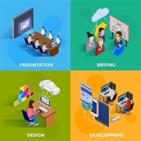 free vector development isometric design concept