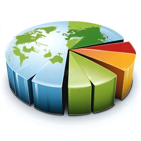 World Map Pie Chart With Colorful Segments Stock Illustration Illustration Of Finance Green