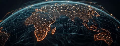 A Stunning Digital Representation Of Earth Showcasing Global Connections Stock Illustration