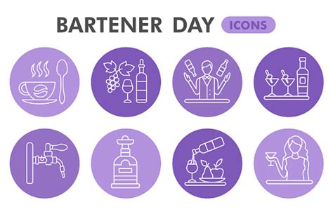 최신 바텐더 인포그래픽 디자인 템플릿 보라색 배경에 8 단계 원 디자인과 바 및 술집 인포그래픽 시각화 프리젠 테이션을위한 알코올 음료 템플릿 크리에이티브 벡터 로고에 대한