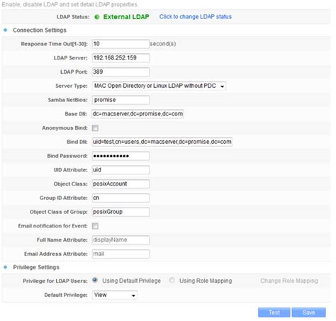 External Ldap Server Configuration